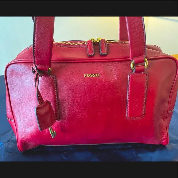 Fossil | Bags | Excellent Condition Red Leather Fossil Memoir Satchel ...